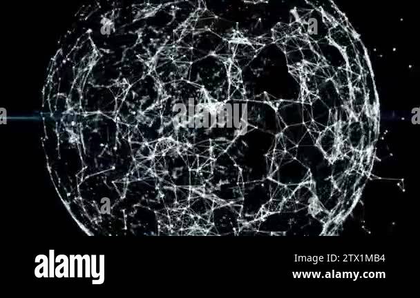 3d rendering abstract globe with particles and plexus structure ...