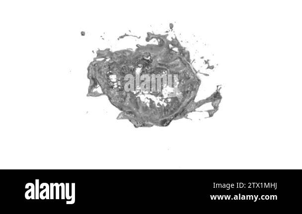 Ring of turbulent bright liquid metal transforms into drop, isolated on ...