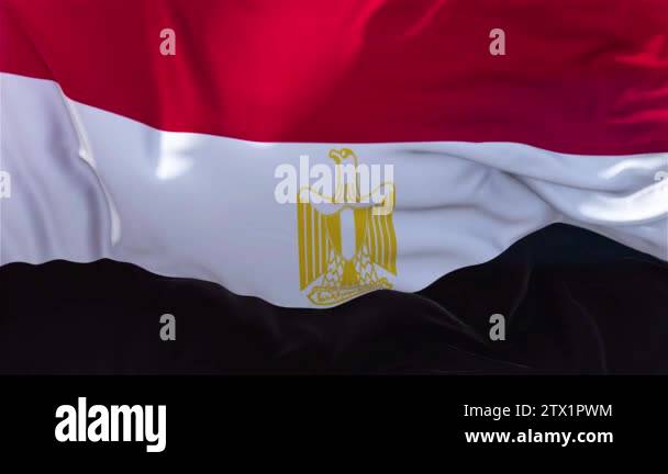 Egypt Flag in Slow Motion Classic Flag Smooth blowing in the wind on a ...