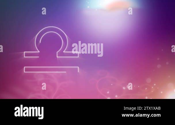 Animation of a white outline of the Libra zodiac sign appearing on a ...