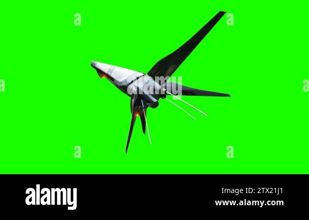 Sci fi fufturistic ship. Concept of future. Green screen. Realistic 4K ...