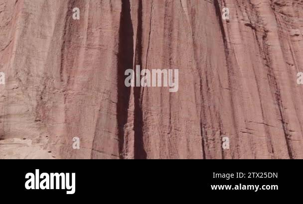 Detail of tall red rock walls, chimneys, of Talampaya Canyon in ...