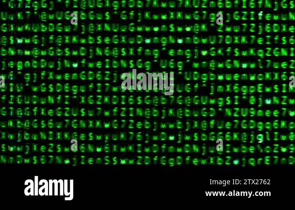 Green binary code and letters running down computer screen Stock Video ...