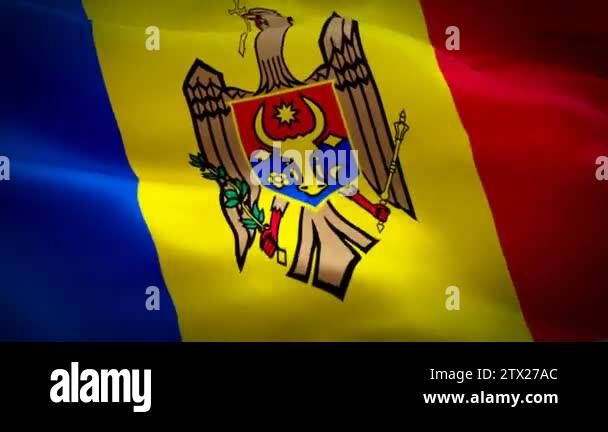 Moldovan flag Closeup 1080p Full HD 1920X1080 footage video waving in ...