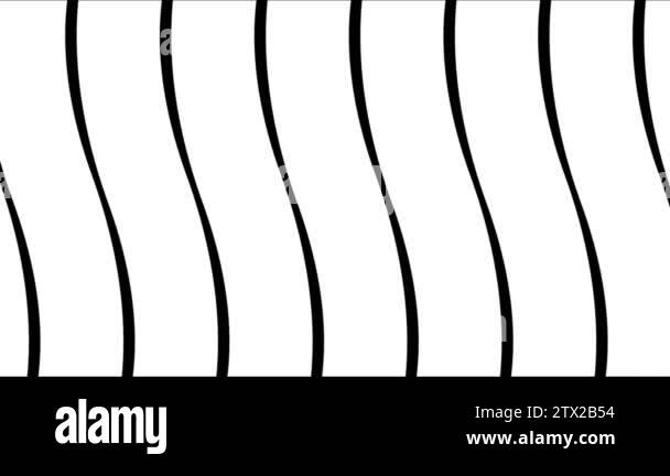 Abstraction with simple white flat wavy lines narrowing down on black ...