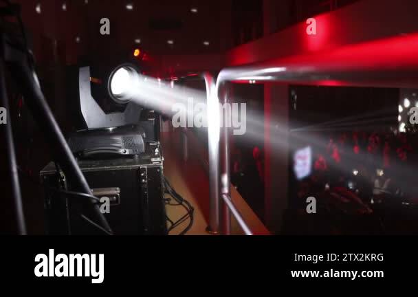 Stage lights at the concert with fog, Stage lights on a console ...