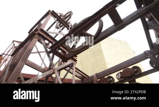 Second station of old Cable Car Chilecito-La Mejicana mine. Detail of ...