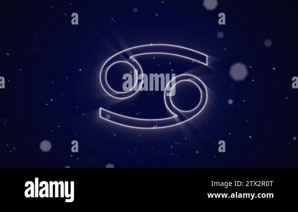 Animation of a white outline of the Cancer zodiac sign appearing on a ...
