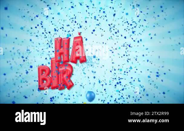 64. 80th Happy Birthday Red Greeting and Wishes with Balloons, Confetti ...