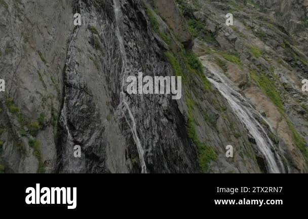 Tracking and top shot Air shot from a stream of water splashing ...