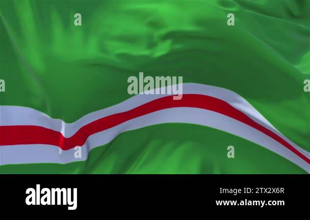 164. Chechen Republic of Ichkeria Flag Waving in Wind Slow Motion ...