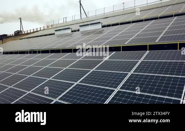 Solar panels. Power station. Blue solar panels. Solar farm. Source of ...
