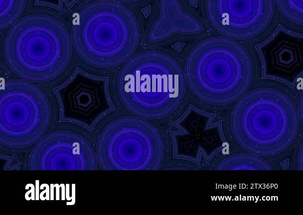 Abstract animation of hypnotic neon elements and particles rotating in ...