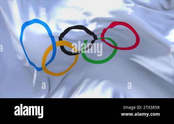 Olympic Games Olympic Rings Flag Waving Continuous Seamless Loop ...