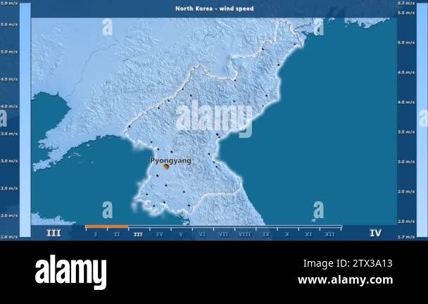 Wind speed by month in the North Korea area with animated legend ...