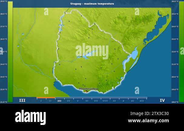 Maximum temperature by month in the Uruguay area with animated legend ...