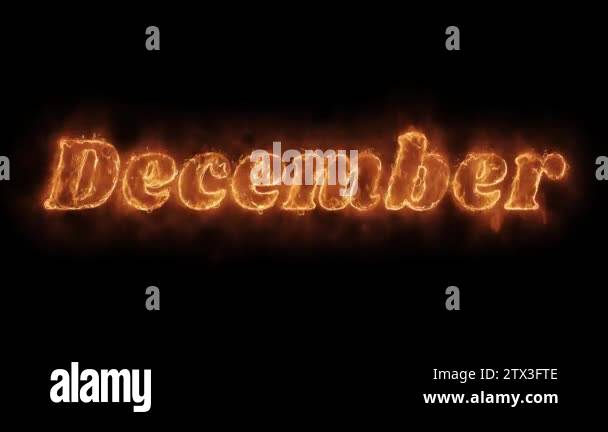 December Word Hot Animated Burning Realistic Fire Flame Loop Stock ...