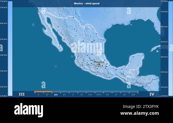 Wind speed by month in the Mexico area with animated legend - English ...