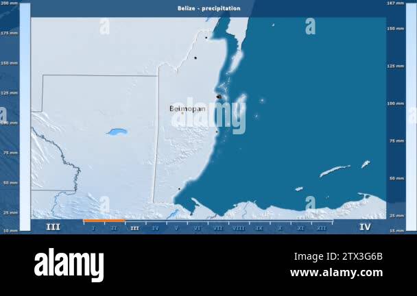 Precipitation by month in the Belize area with animated legend ...