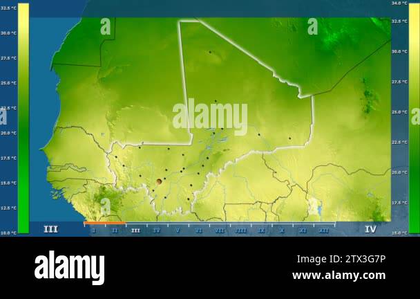 Average temperature by month in the Mali area with animated legend ...