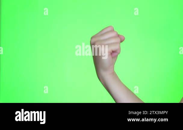 Fist pump. Attainment of a goal. Fist close-up. Chroma key background ...