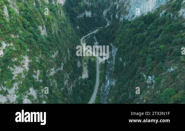 Aerial 4K view of the mountains. A stunning passage in the gorge of ...