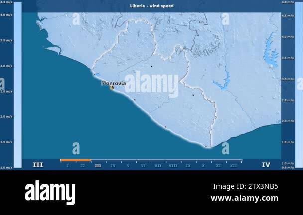 Wind speed by month in the Liberia area with animated legend - English ...
