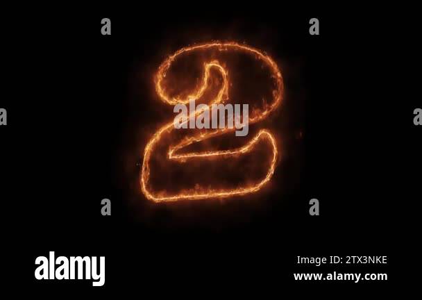 Number 2 Word Hot Animated Burning Realistic Fire Flame Loop Stock ...