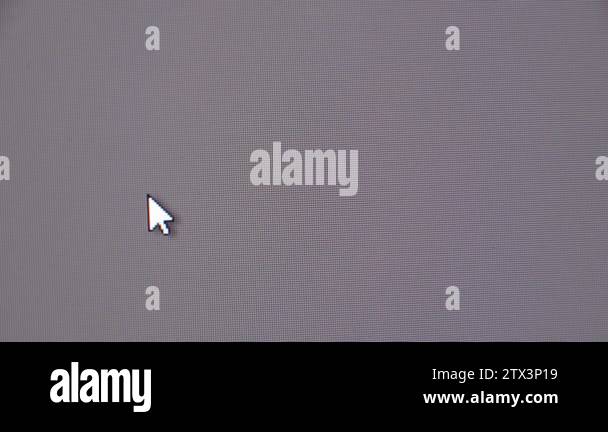 Moving the mouse cursor over the gray screen of the monitor Stock Video ...