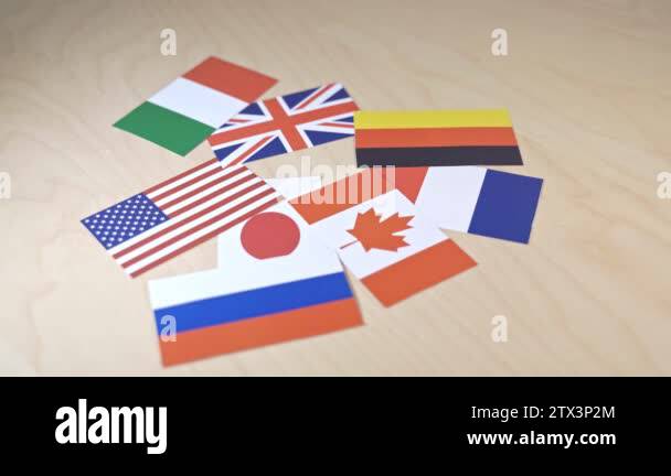 Flags of the Great 7 or G7 countries. summit economic political concept ...