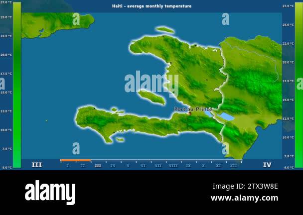 Average temperature by month in the Haiti area with animated legend ...