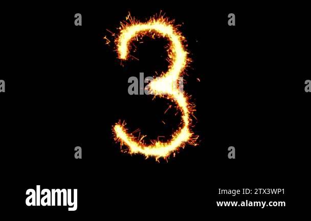 Number 3 Text Sparkler Glitter Sparks Firework Loop Animation Stock ...