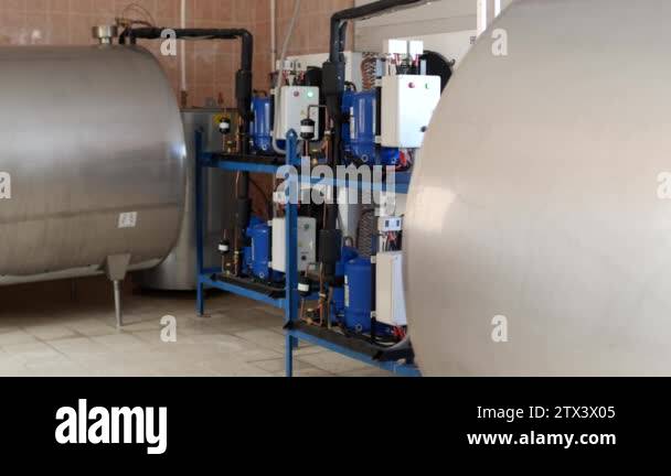 Equipment on the farm for processing, storing and cooling cows milk ...