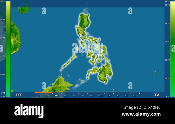 Average temperature by month in the Philippines area with animated ...