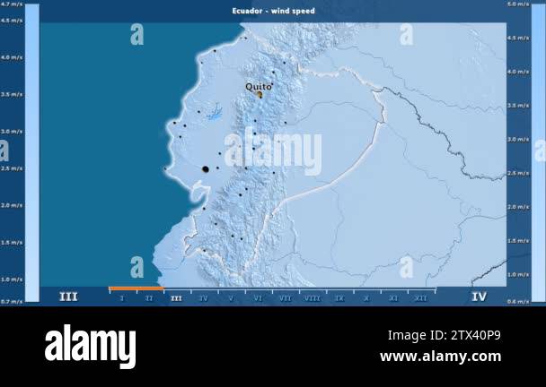 Wind speed by month in the Ecuador area with animated legend - English ...