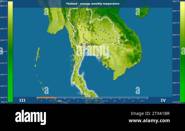 Average temperature by month in the Thailand area with animated legend ...