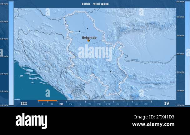 Wind speed by month in the Serbia area with animated legend - English ...