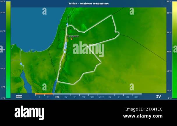 Maximum temperature by month in the Jordan area with animated legend ...