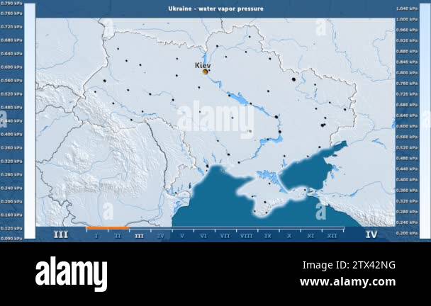 Water vapor pressure by month in the Ukraine area with animated legend ...