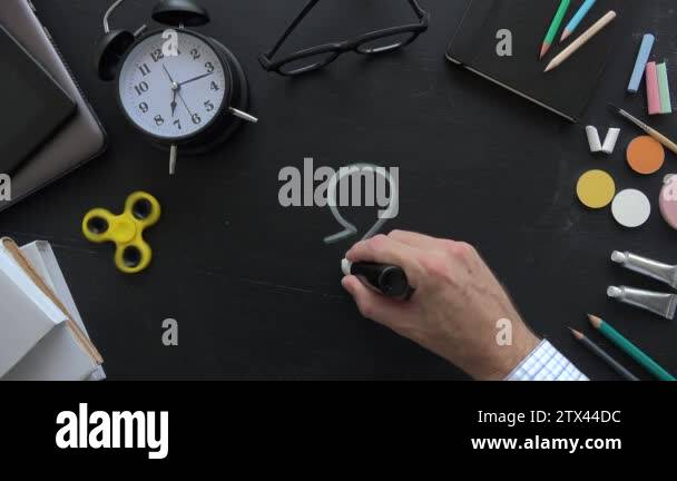 Question and answers, teacher drawing question mark on blackboard Stock ...