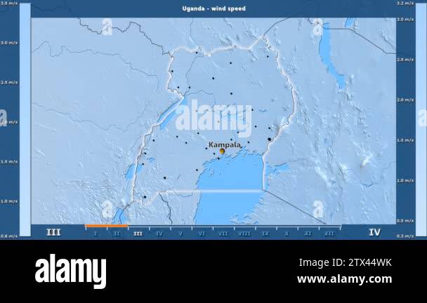 Wind speed by month in the Uganda area with animated legend - English ...