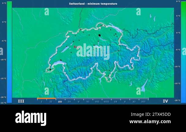Minimum temperature by month in the Switzerland area with animated ...