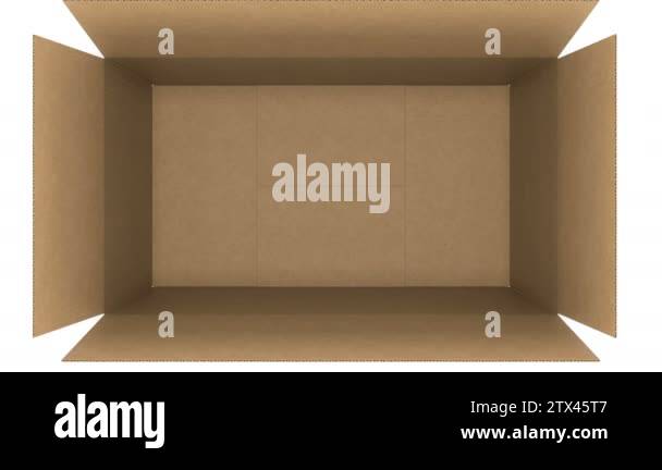 Top View of Cardboard Box Opening and Closing on White and Black ...