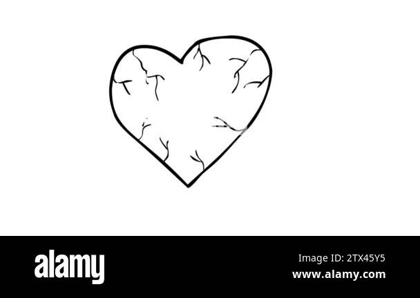 2d Animation motion graphics drawing of broken heart beating, throbbing ...