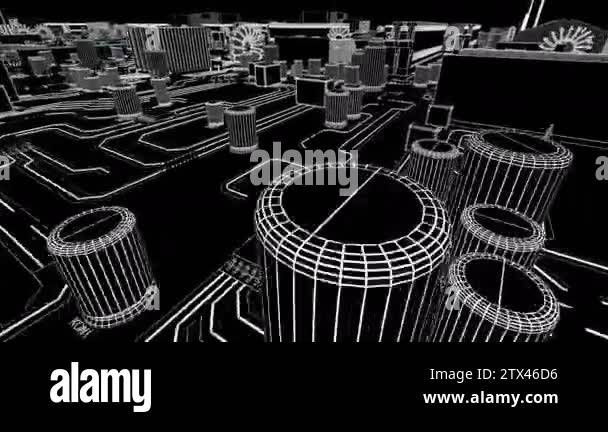 Flight Over Polygonal Circuit Board and Moving Inside CPU Into Digital ...