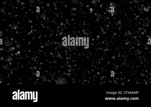 Snowfall Side Wind Blowing Seamless on Black Background. Slow Motion Looped 3d Animation. Alpha ...