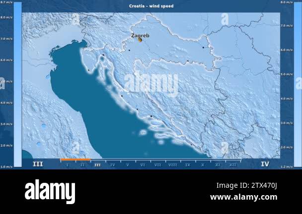 Wind speed by month in the Croatia area with animated legend - English ...