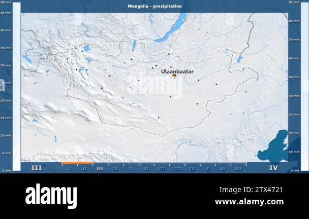 Precipitation by month in the Mongolia area with animated legend ...