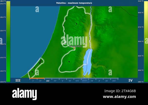Maximum temperature by month in the Palestina area with animated legend ...
