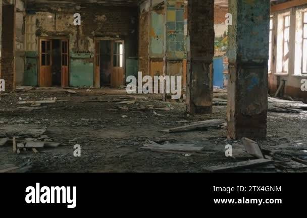 Destroyed big building after the disaster earthquake, flood, fire Stock ...